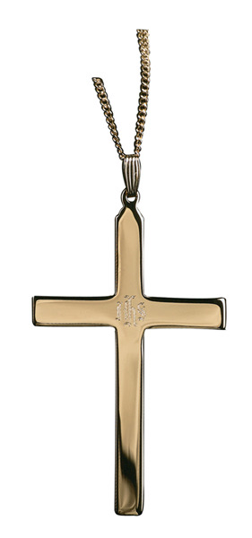 Gold Plated IHS Engraved Clergy Cross