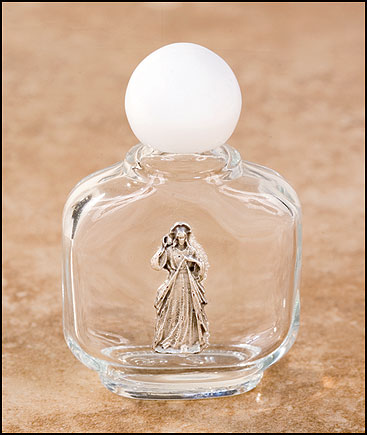 Divine Mercy Glass Holy Water Bottle