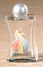 Divine Mercy Devotional Glass Holy Water Bottle
