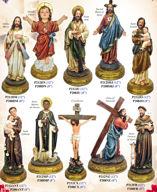 12" and 8" Statues of Christ and Saints