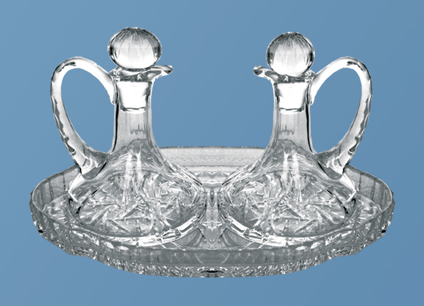 Crystal Cruet and Tray Set